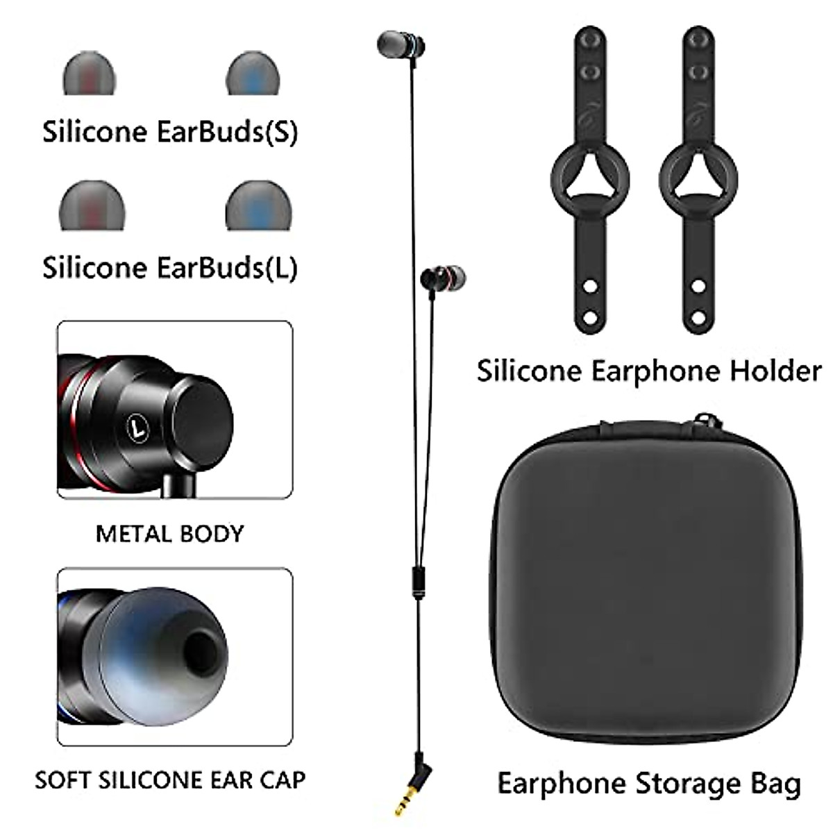 Geekria QuickFit VR Short Earbuds Compatible with Meta Q2, In-Ear Headphones with S/M/L Size Ear Tips, 3D 360 Degree Sound Earphone for Virtual Reality Gaming Headset (Black)