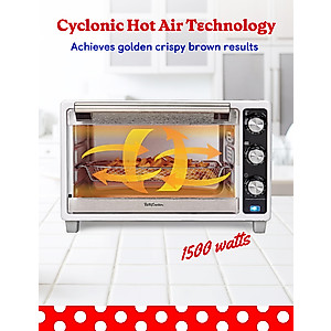 Betty Crocker Air Fryer Convection Toaster Oven, Multifunction 6-Slice Toaster and Air Fryer Oven, 0.8 Cu. Ft. 6 Slice Capacity AirFryer Toaster Oven Combo, 7 Function Convection Oven, White