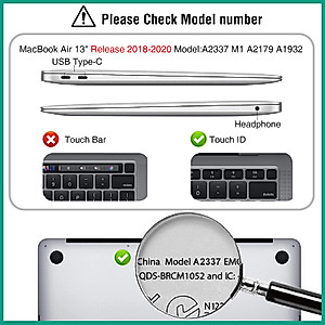 EooCoo Case Compatible with MacBook Air 13 inch 2022 2021-2018 M1 A2337 A2179 A1932 with Retina Display, Glossy Plastic Hard Shell, Keyboard Skin Cover, Screen Protector, Cute Pink