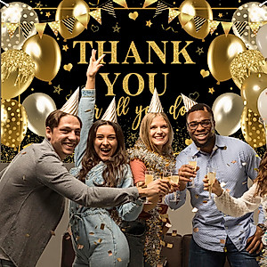 Avezano Thank You for All You Do Banner Backdrop Gold Black Thank You Party Background for Employee Appreciation Decorations Congrats Grad Happy Retirement Teacher Doctor Banner 70.8x43.3inch