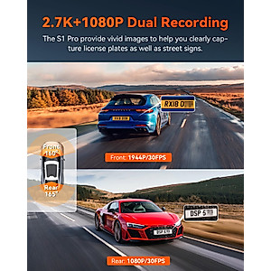 【Bundle: Vantrue S1 PRO Dual Dash Cam + Vantrue Hardwire Kit】 Vantrue S1 Pro 2.7K Front and Rear 5G Wi-Fi Dash Cam, 1944P Dual Hidden Dash Camera for Cars, STARVIS 2, Voice Control