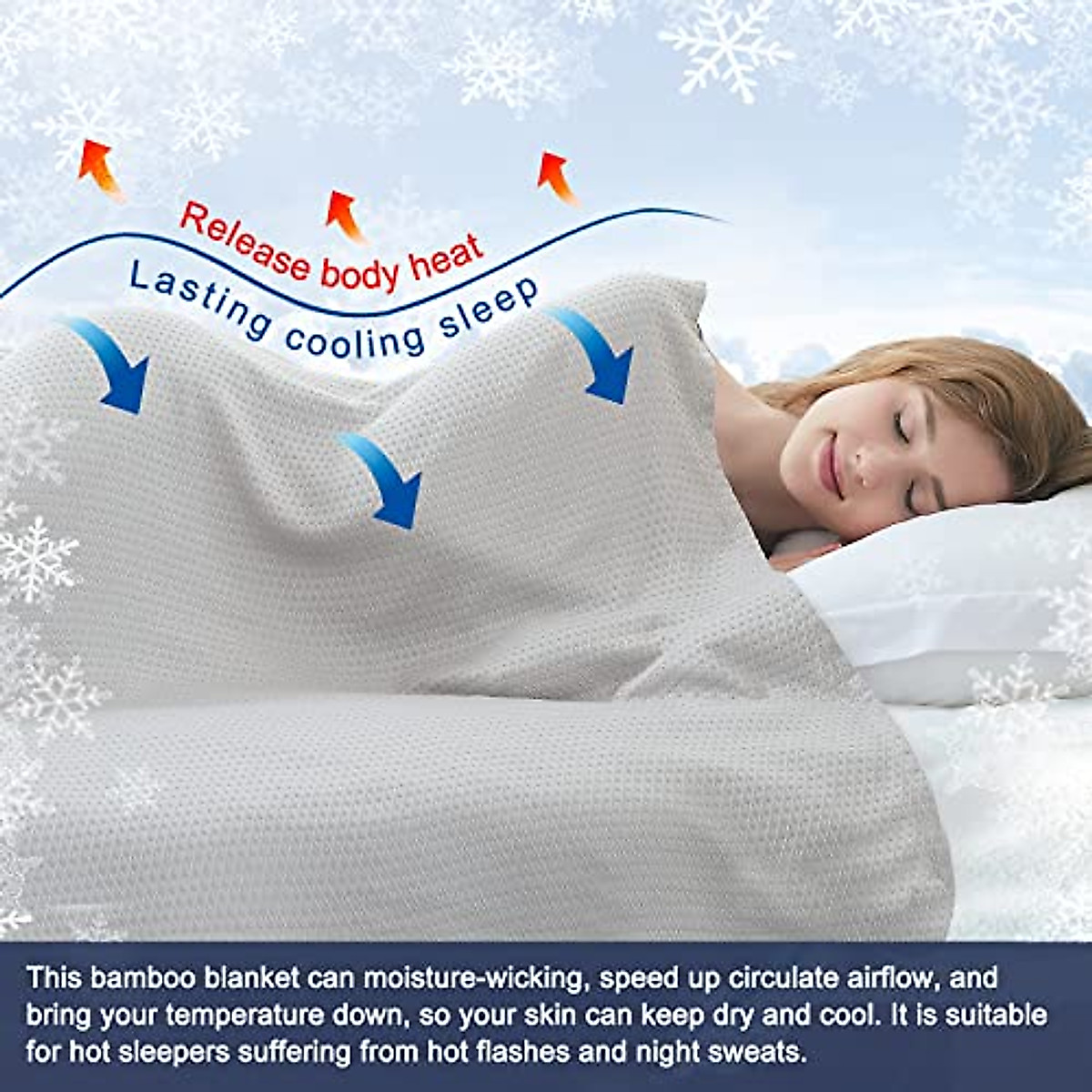 DANGTOP Cooling Blankets, 100% Rayon Derived from Bamboo, Cooling Blankets Absorbs Body Heat to Keep Cool on Warm Night, Ultra-Cool Lightweight Blanket(79x91 inches, Grey)