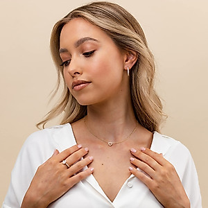 PAVOI Rhodium Plated Cubic Zirconia Heart Necklace | Cute Dainty Love Pendant Necklaces for Women