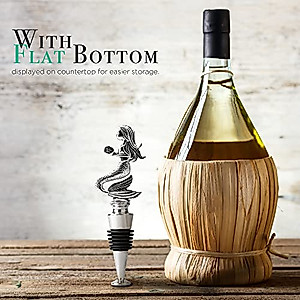 Homestia Wine Bottle Stopper Mermaid Gifts for Women Mom, Daughter Wine Stopper for Glass Bottles, Wine Preserver, Zinc-Alloy Silicone Wine Stoppers Cute Wine Accessories with Fancy Decors