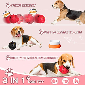 bobosogo Dog Toys for Aggressive Chewers, Squeaky Dog Chew Toys for Large Breed, Tough Indestructible Interactive Chew Toys for Medium Large Dogs (Red)