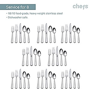 Chefs 18/10 Stainless Steel 44pc Flatware Set, Service for 8, Harlow
