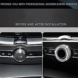NIUHURU Compatible with Volvo XC60 XC90 S60 V60 XC40 Bling Accessories Sound Audio Knob Cover Car Interior Bling Accessories for Women