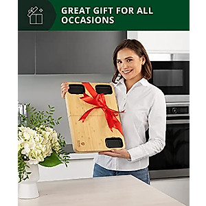 Extra Large Bamboo Charcuterie Boards - Large Charcuterie Board Set w/ 3 Sauce Bowls, 4 Knives & Slate Plate - Unique Cheese Board & Serving Tray with Charcuterie Accessories - Ideal Housewarming Gift