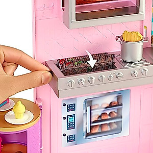 Barbie Doll & Playset, Cook 'n Grill Restaurant with Pizza Oven & 30+ Pieces Including Furniture & Kitchen Accessories