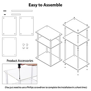 HMYHUM Clear Acrylic End Table, 3-Tier Side Table for Living Room, Small Bedside Table/Nightstand for Bedroom, Home Decor Accent Table, 15.7" L x 11.8" W x 23.4" H