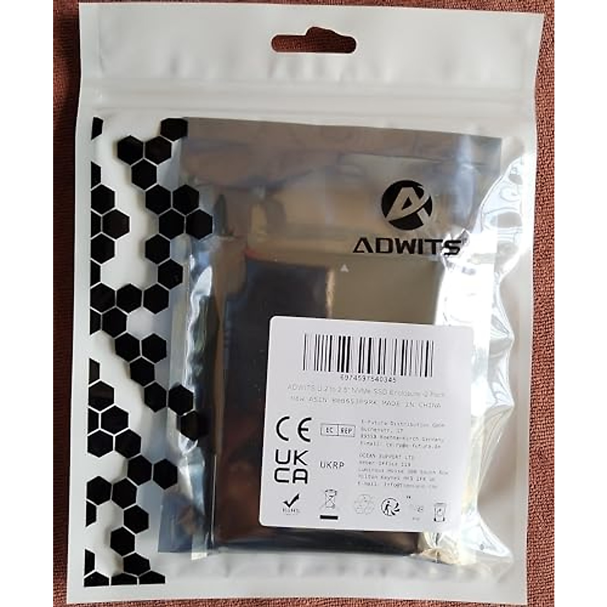 ADWITS 2 Pack U.2 to NVMe SSD Enclosure, U.2 (SFF-8639) to M.2 Key-M 2.5 Inch 7mm SSD Converter Caddy, Compatible with PCIe 3.0 4.0 NVMe & AHCI SSD - Black