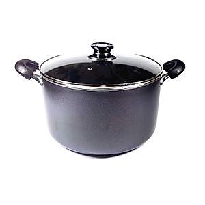 Uniware Non-Stick Aluminum Stock Pot With Glass Lid,Black (30 QT)