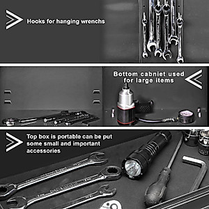 TORIN APTB134B Torin Rolling Garage Workshop Tool Organizer: Detachable 3 Drawer Tool Chest with Large Storage Cabinet and Adjustable Shelf, Black