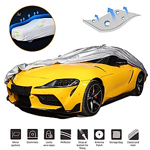Custom-Fit All Weather Waterproof Automobiles Cover Compatible with Supra GR A90 A91 MK5 2019-2024 Indoor Outdoor Snow Rain Dust Hail Protection Full Auto Vehicle Can Long-Term Use Exterior Car Cover