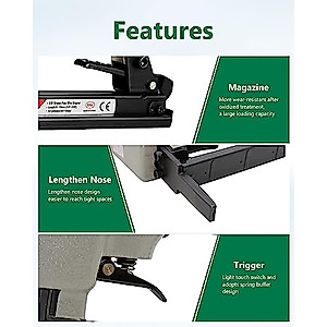 meite 7116BL Pneumatic Upholstery Stapler with Long Nose-1/4-Inch to 5/8-Inch 22 Gauge 3/8'' Crown Fine Wire Stapler