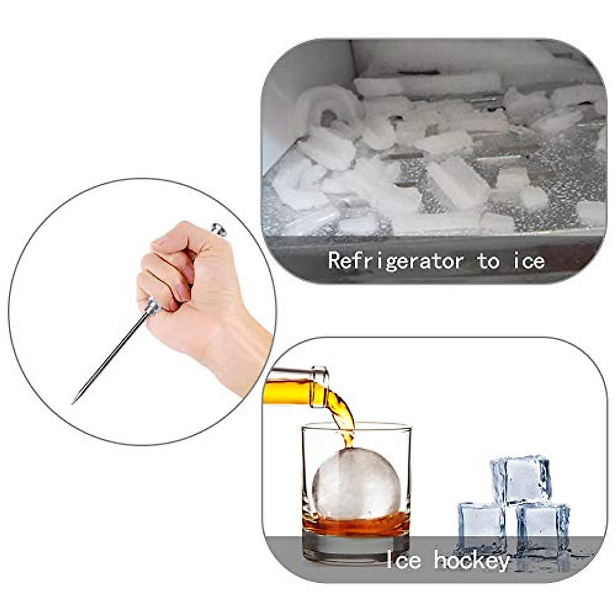 MUMIAO Ice Picks Aluminium Alloy Handle Stainless Steel Knife With Safety Cover Ice Tool Kitchen Tool for Restaurant Bar Home (Silver)