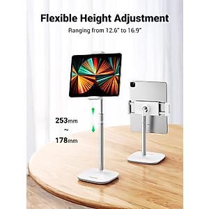 UGREEN Tablet Stand Holder for Desk Height Adjustable Stand Aluminum Alloy Cradle Desktop Tablet Mount Dock Compatible with iPad Pro 12.9, iPad Air Mini 5 4 3, E-Book Reader