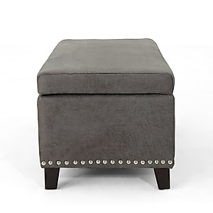 Christopher Knight Home Carl Traditional Microfiber Storage Ottoman, Slate,