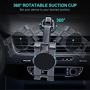 Dashboard & Windshield Car Tablet Mount Holder, 360° Rotatable Suction Cup Window Dash Phone Stand for iPad Pro 12.9/11/10.5/Air/Mini 6/5/4, Samsung Galaxy Tab, iPhone 16/15, 4.7"-12.9" Tab Phone
