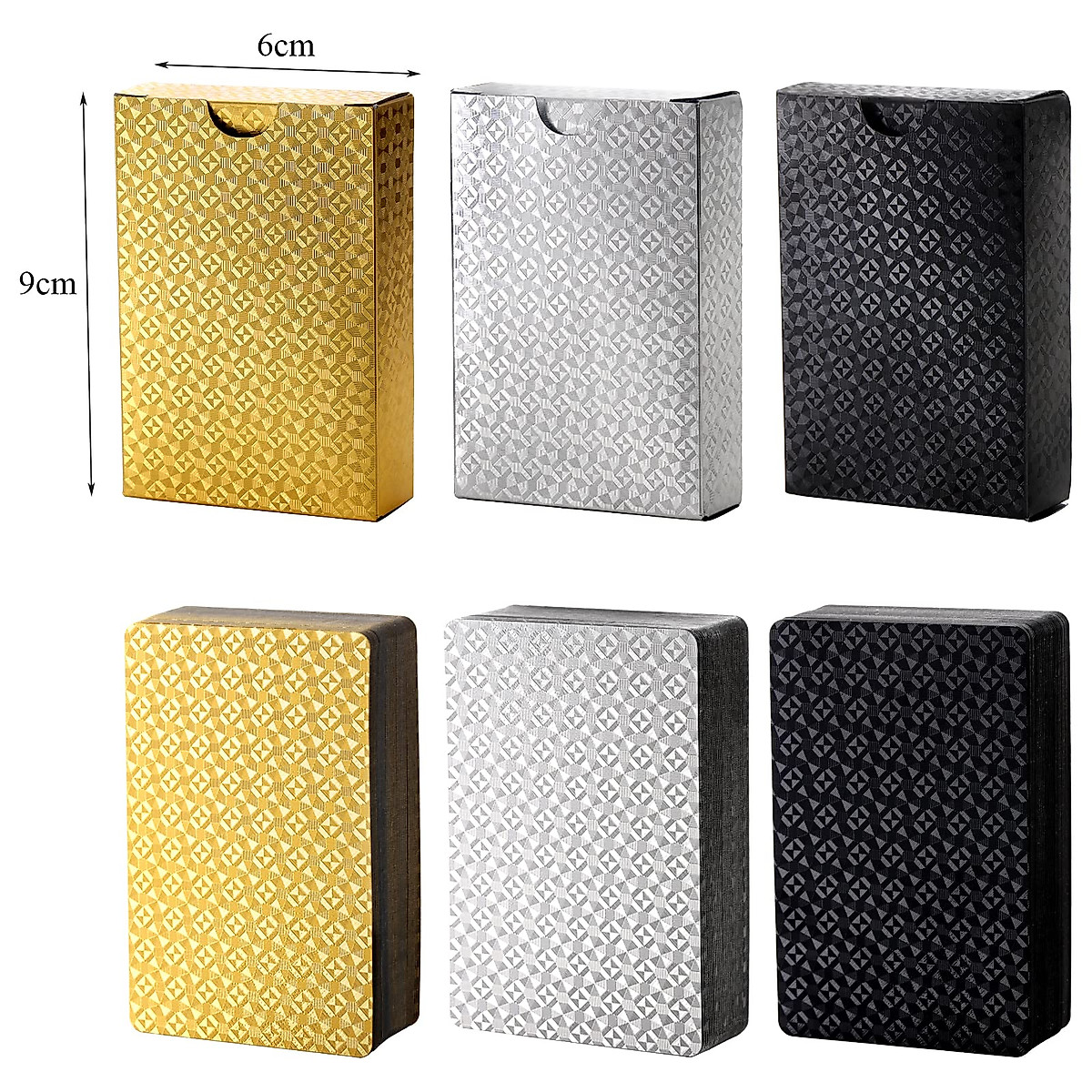 Suwimut 6 Decks Playing Cards, Waterproof Playing Cards Themed Standard Plastic Playing Cards Cool Foil Deck of Cards Game Washable Flexible for Adults, Family, Game and Party