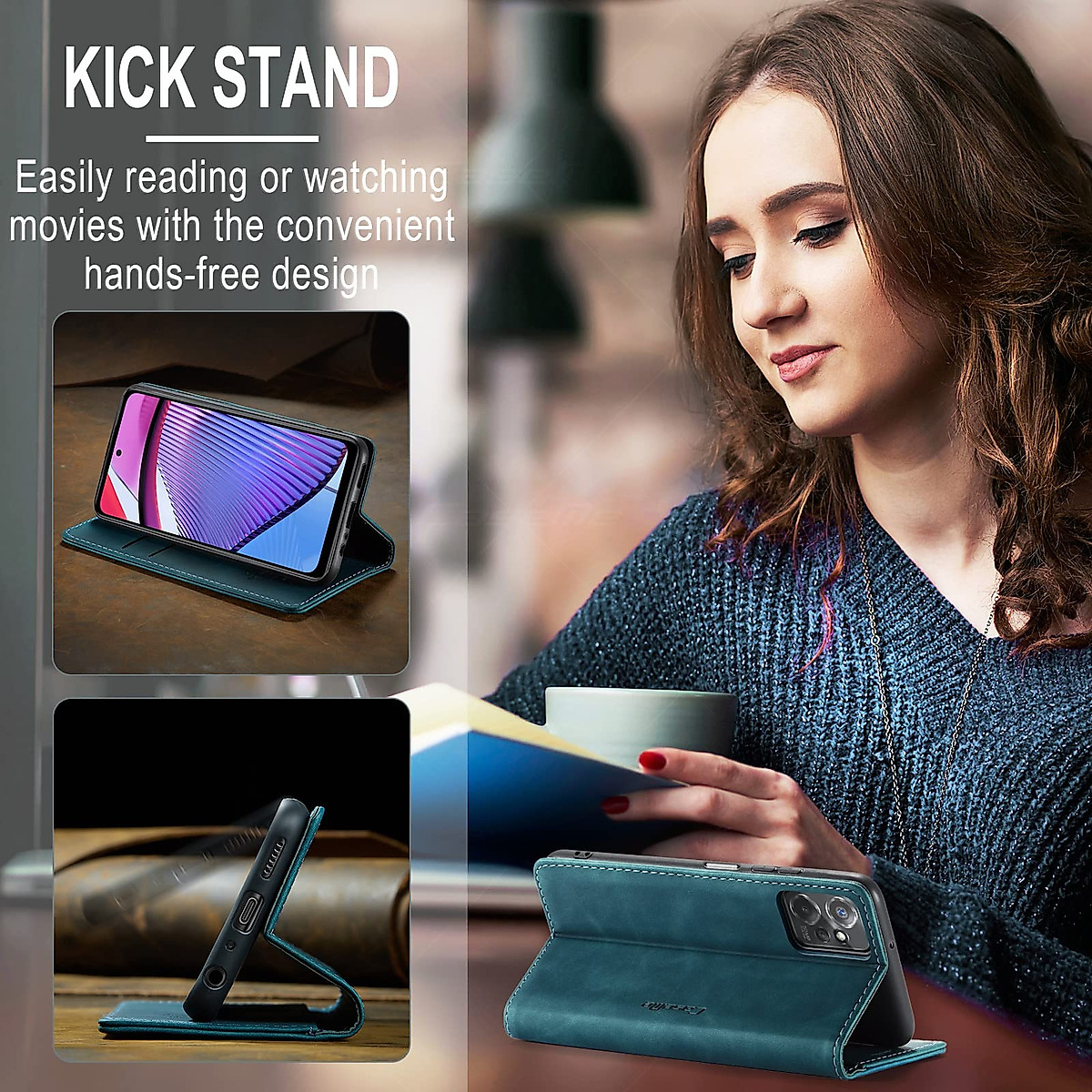 Kowauri for Moto G Power 5G 2023 Case,Leather Wallet Case Classic Design with Card Slot and Magnetic Closure Flip Fold Case for Motorola Moto G Power 5G 2023 (Teal)