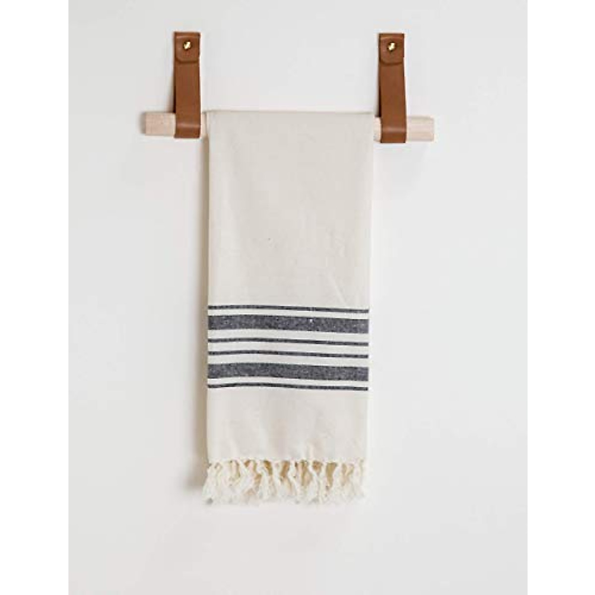 KEYAIIRA - Medium Nicotine Leather Wall Hook, wall hanging strap towel hook for wall leather loop strap for scarf storage boat paddle holder minimal towel bar rack storage