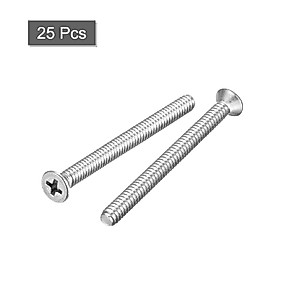 uxcell 10#-24x2-1/4" Flat Head Machine Screws Phillips 304 Stainless Steel Bolts 25pcs