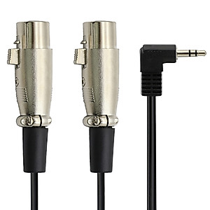 PNGKNYOCN 3.5mm to Dual XLR Y Splitter Cable 90 Degree 1/8" TRS Stereo to 2 XLR Female Microphone Cable for Professional Audio Equipment Such as Microphones, Recorders, etc.(30cm)