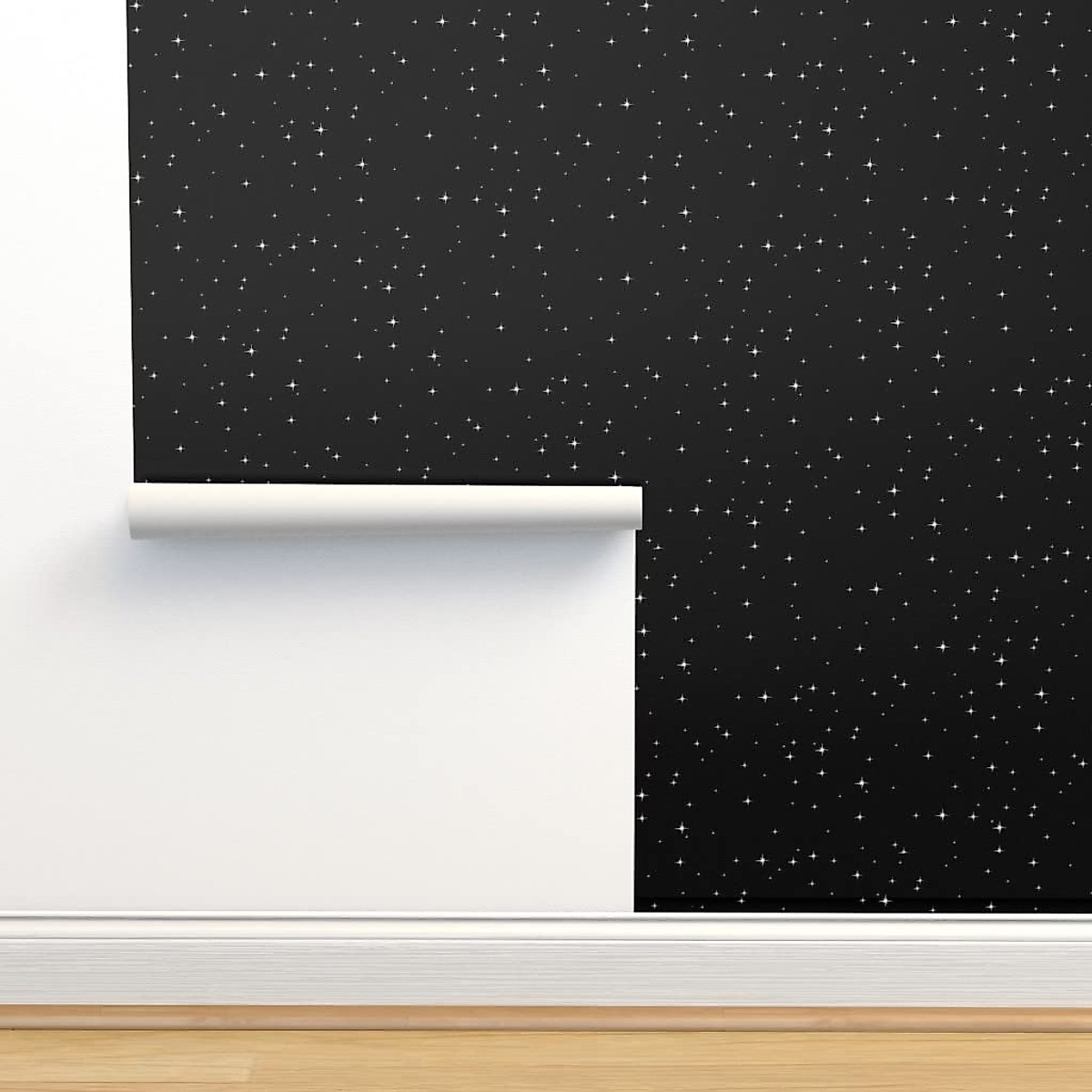 Peel & Stick Wallpaper 3ft x 2ft - Black Star Sky Science Space Astronaut Constellation Stars Custom Removable Wallpaper by Spoonflower