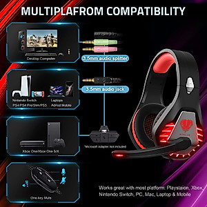 Pacrate GH-1 Gaming Headset for pc (red)