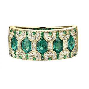 Lanmi 14k Rose White Yellow Gold Beautiful Natural Emerald Sapphire Ruby Engagement Rings Wedding Band for Women Promotion