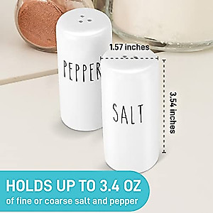 Farmhouse Salt and Pepper Shakers Set - Rustic Salt and Pepper Shakers Set - Cute White Salt and Pepper Shakers for Your Farmhouse Kitchen, Sturdy Ceramic, 3.4 oz Capacity, Rust-Free