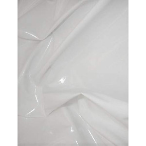 Polyester Spandex Shiny White Faux Vinyl 2 Ways Stretch Fabric
