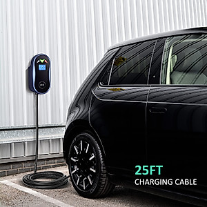 MUSTART Level 2 EV Charger with WiFi, 16/25/32/40 Amp Smart Electric Vehicle Charger, ETL Certified, Indoor/Outdoor Charging Station with NEMA 14-50P, 25-Foot Cable