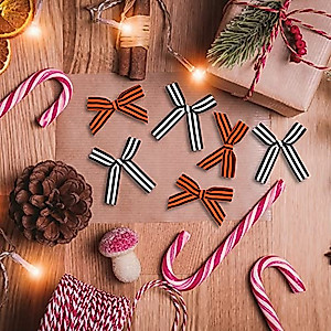 50 Piece Striped Bows Black and White Stripe Bows Twist Tie Bows Twist Tie Bows Bows for Gift Baskets Christmas New Year Striped Grosgrain Twist Tie Bows for Tying up Packages Gift Bows
