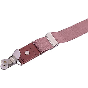 CEAJOO Men's Suspenders and Bow Tie Set Adjustable Y Back 47" Dust Pink