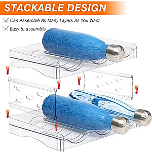 Water Bottle Organizer - 2 Pack Stackable Cup Organizer for Cabinet, Countertop, Pantry and Fridge, Free-Standing Tumbler Kitchen Storage Holder for Wine and Drink Bottles, Clear Plastic