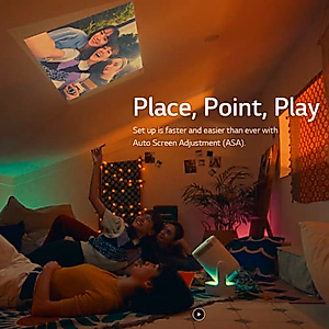 LG CineBeam Home Cinema PU700R 4K UHD Smart Projector, HDR10, 1000 Lumens, Auto Screen Adjustment with 90 Degree rotation, Airplay 2 support, Bluetooth Dual sound out, Mood lighting