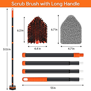Shower Cleaning Brush, Shower Scrubber for Cleaning with Long Handle Squeegee Brush Stiff Bristles Scrub Brush for Cleaning Bathtub Shower Bathroom Kitchen Toilet Wall Glass Tub Tile Sink