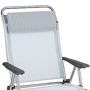 Lafuma Alu Cham XL Folding, Adjustable 5-Position Reclining Outdoor Mesh Sling Chair for Camping, Beach, Backyard, and Patio, Ciel