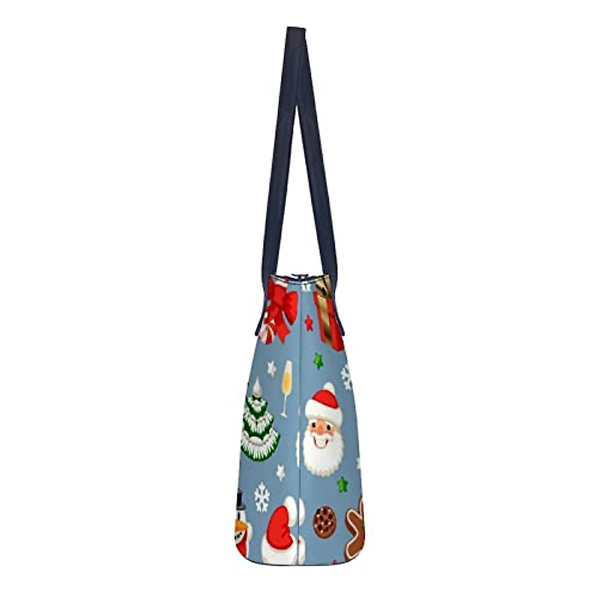 Christmas Santa Cookies Women's Tote Bag PU Leather Shoulder Bag Handbags Purse For Work Shopping Travel