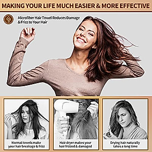 NEXCOVER Microfiber Hair Towel, 2 Pack (Grey+Purple) 9.8 inch X 25.5 inch Hair Turbans,Ultra Absorbent,Fast Drying Hair Towel Wraps,Head Towels for Women Wet Hair,Long,Curly,Thick,Frizzy Hair