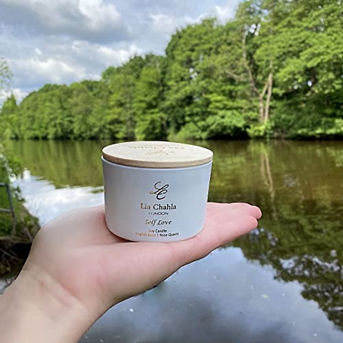 LIA CHAHLA LONDON Luxury ‘Self-Love’ Rose Quartz Candle 6 oz – Scented English Rose Candle – Hidden Gem Candle Infused w/Essential Oils – 100% Soy Candle (Self Love/Rose - Rose Quartz, 6 Oz)