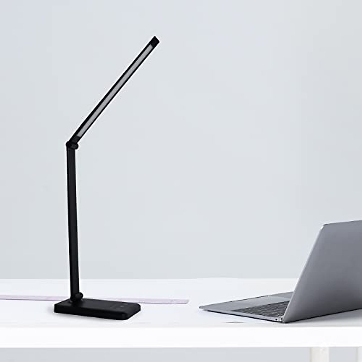Kitys Fatch LED Touch Sensing Desk Lamp with USB Charging Port, 5 Lighting Modes, 5 Levels of Brightness, 30/60 Minutes Auto Timer, Foldable Desk Lamp for Bedroom, Study Room, (Black)