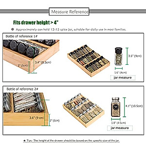 Sansnow 3-Tier Bamboo Drawer Spice Rack Wooden Kitchen Cabinet Drawer Spice Organizer Spice Jar Holder, Medicine/Health Care/Vitamin Bottles Storage Rack, 1 Pack Drawer Rack