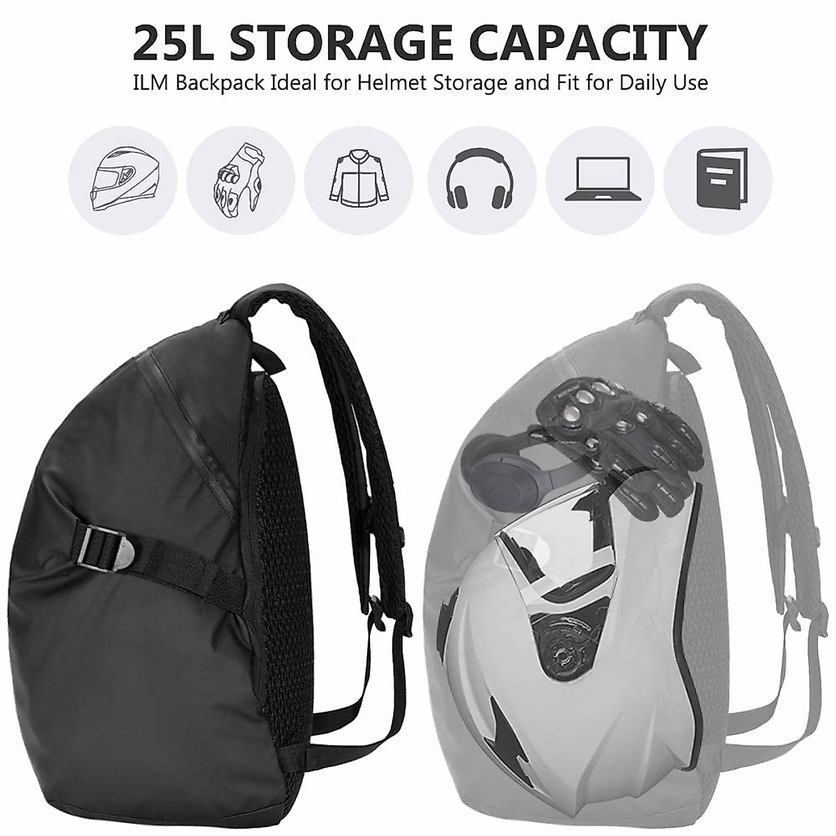 ILM Motorcycle Helmet Backpack Large Capacity Waterproof Lightweight Storage Bag with Reflective Stripe Model MB01