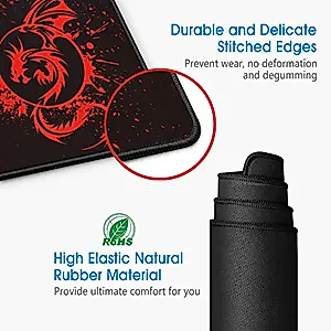 Large Mouse Pad Gaming Mouse Pad Fly Dragon Mouse Pad Gamer Office Computer Mouse Mat (A-Red)