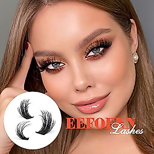 Mink Cluster Lashes Fluffy Individual Eyelashes Clusters False Lashes Curly Faux Mink Eyelashes DIY Individual Lash Extension at home by Eefofnn (8mm-16mm Mixed Length)