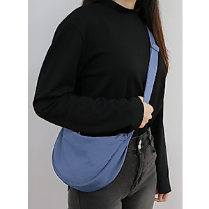 YIKOEE Crescent Bag for Women Men Small Sling Crossbody Bag with Half Moon Shape (Blue)