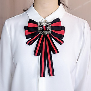 Christmas Ribbon brooch for women men bowknot costume brooches women jewelry beads accessories womens bow tie bow brooch (dk blue)